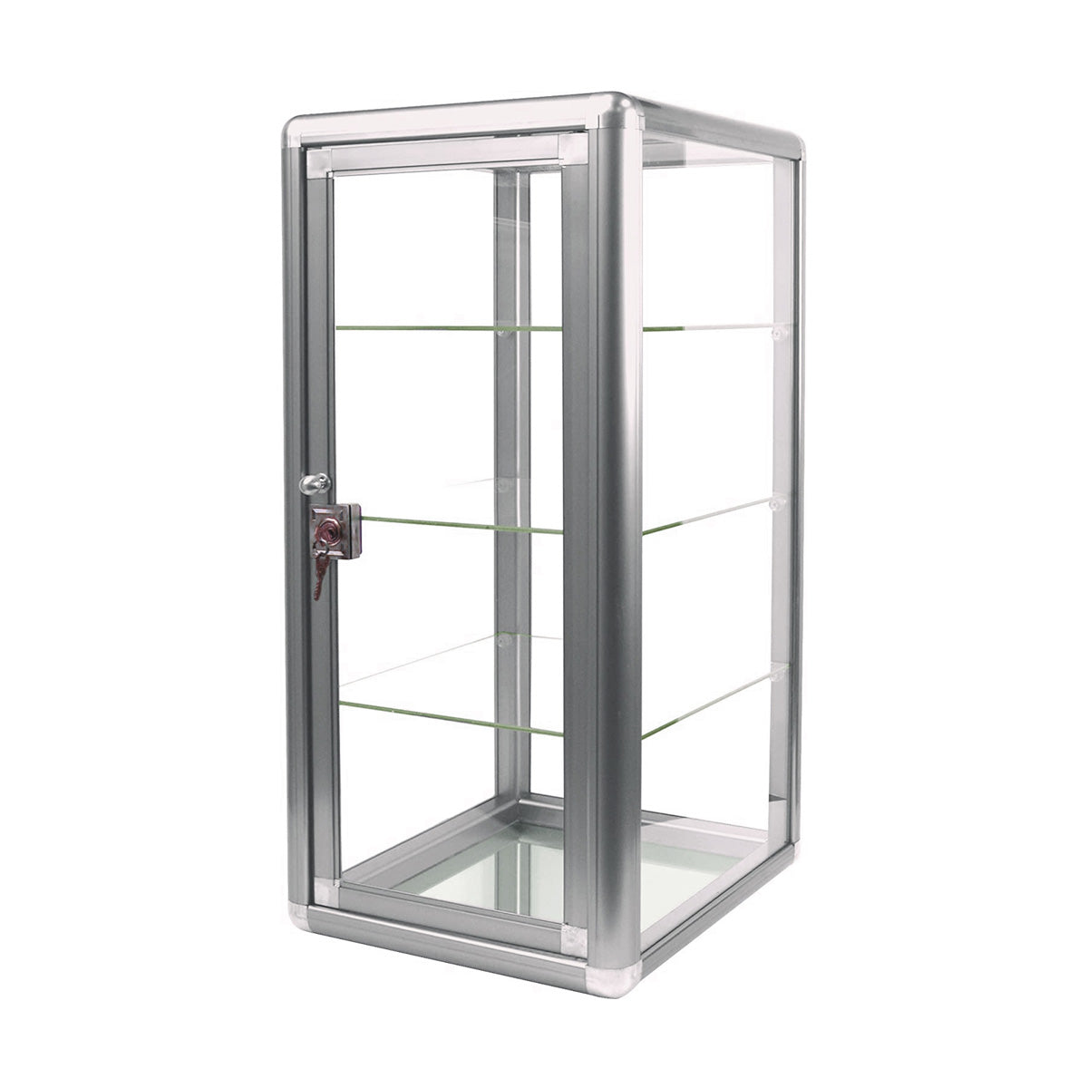 3 SHELVES ALUMINUM DISPLAY CASE WITH LOCK – LA DISPLAY AND FIXTURE