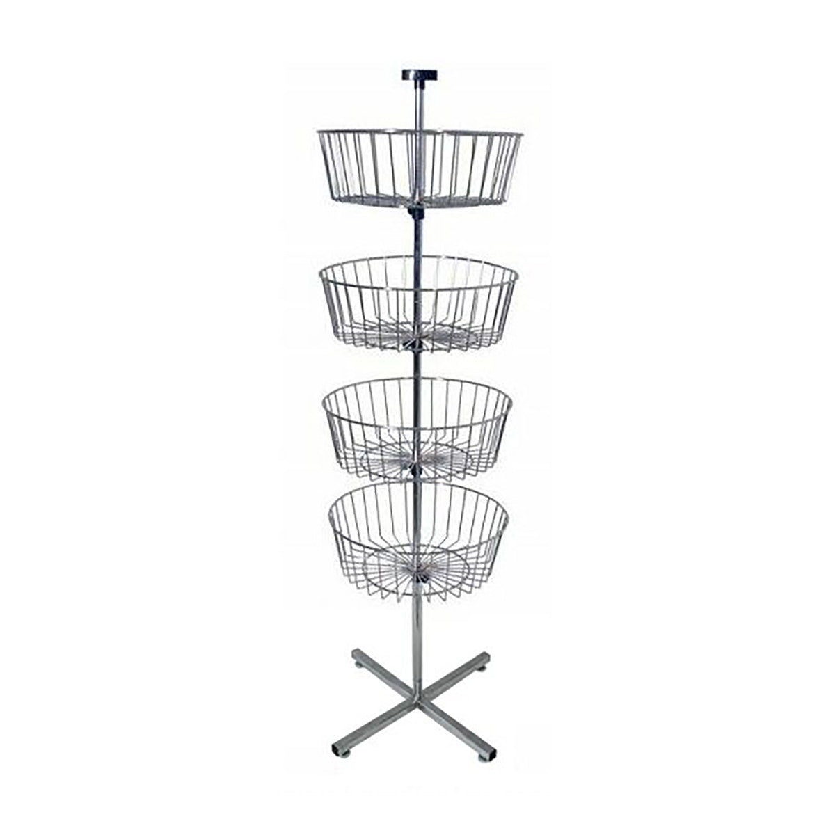 4 TIER WIRE BASKET SPINNER DISPLAY FOR FLOOR – LA DISPLAY AND FIXTURE